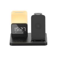 China 6 in 1 Magnetic Wireless Charger with LED Night Light and Clock Output 5W/7.5W/10W/15W ABS PC Material for sale
