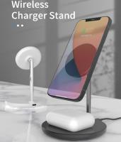 China 2 in 1 Mobile Phone Magnetic Wireless Charger with Type C Port and Fast Charging for sale
