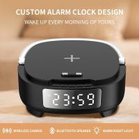 China 15W Phone Stand Wireless Charger Fast Phone Charging Alarm Clock Bt Speaker For Bedroom for sale