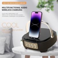China 15W Phone Stand Wireless Charger Fast Phone Charging Alarm Clock Bt Speaker For Bedroom for sale