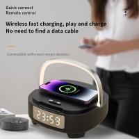 China 15W Phone Stand Wireless Charger Fast Phone Charging Alarm Clock Bt Speaker For Bedroom for sale