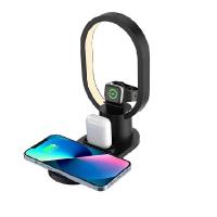China 4 In 1 Wireless Charging Stand Desk Lamp Phone Holder For Iphone Private Mold 15W Charger Wireless for sale