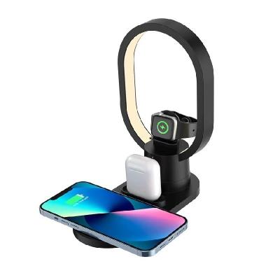 China LED Desk Lamp 4 In 1 Wireless Charger Dock Station For iPhone 14 15Pro With 15W Output Voltage And Current for sale