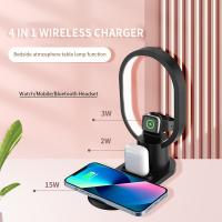 China LED Desk Lamp 4 In 1 Wireless Charger Dock Station For iPhone 14 15Pro With 15W Output Voltage And Current for sale