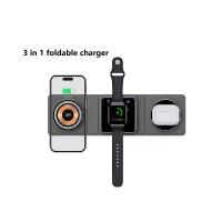 China Foldable Wireless Charger 15W Fast Charging Stand Station 3 In 1 Magnetic Portable for sale