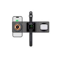 China Black Foldable Wireless Charger Station 3 in 1 Charging for Phones iWatch and Airpods for sale
