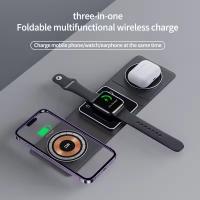 China Black Foldable Wireless Charger Station 3 in 1 Charging for Phones iWatch and Airpods for sale