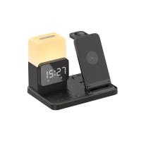 China Custom 6 In 1 Wireless Charger Mobile Phone Wireless Charging Station With Alarm Clock for sale