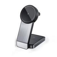 China Aluminum Alloy 3 in 1 Wireless Charger Stand Station 15W Charging Dock for iPhone with Input Voltage and Current of 9V/2A 5V/2A for sale