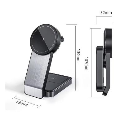 China Magnetic 3-in-1 Wireless Charger with 15W Qi Fast Charging and OCP Protection for sale