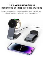 China Magnetic 3-in-1 Wireless Charger with 15W Qi Fast Charging and OCP Protection for sale