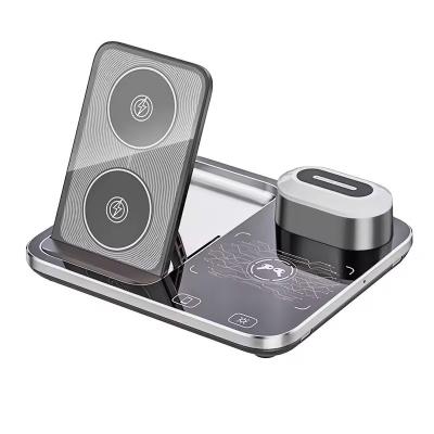 China Multi-Function Wireless Charger With Night Light 3 In 1 Magnetic for AirPods and iWatch Type C Input Port 5W for sale