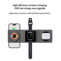 China Custom Logo 3 in 1 Foldable Wireless Charger for Smart Watch Earpods and Phone for sale