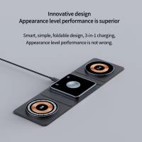 China Custom Logo 3 in 1 Foldable Wireless Charger for Smart Watch Earpods and Phone for sale