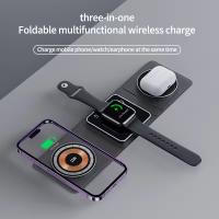 China Custom Logo 3 in 1 Foldable Wireless Charger for Smart Watch Earpods and Phone for sale