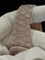 China Steel Body Full Iced Out Moissanite Diamond Watch Wrist Watch Handmade for sale