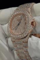 China Steel Body Full Iced Out Moissanite Diamond Watch Wrist Watch Handmade for sale