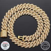 China NGTC Moissanite Cuban Chain 925 Sterling Silver  Miami Cuban Chain 13mm Width for sale