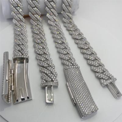 China 18mm Sterling Silver Men's Hip Hop Jewelry 24 Inch OEM Moissanite Hip Hop Jewelry for sale