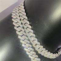 China Hip Hop Miami Cuban Link Chain 15mm VVS Moissanite Sterling Silve Cuban Link Necklace for sale