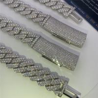 China Hip Hop Miami Cuban Link Chain 15mm VVS Moissanite Sterling Silve Cuban Link Necklace for sale