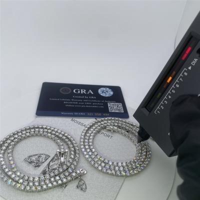 China 2MM Moissanite Tennis Chain White D Color Moissanite Diamond Tennis Necklace for sale