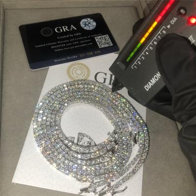 China 5mm 6.5mm  Moissanite Tennis Necklace Hand Set Lab Diamond Tennis Necklace for sale