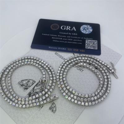 China Round Cut  Moissanite Tennis Chain 14K Gold Plated Moissanite Tennis Necklace VVS1 for sale