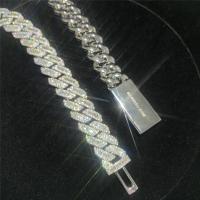China Bling Diamond Cuban Link Necklace Square 15mm Iced Out Cuban Chain Link Necklace for sale