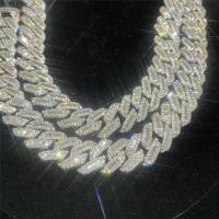 China Bling Diamond Cuban Link Necklace Square 15mm Iced Out Cuban Chain Link Necklace for sale