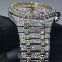 China Automatic Moissanite Bust Down Watch Studded Analog 14k White Gold Watch for sale