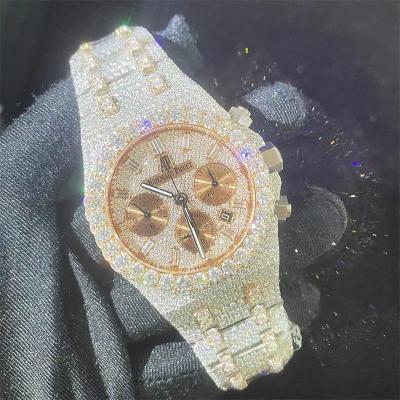 China OEM Diamond Ap Watch Iced Out Date Day Hip Hop Bling VVS Ap Watch for sale