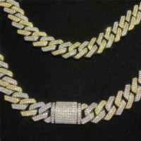 China Jewelry Baguette Moissanite Hip Hop Chains Luxury Cuban Moissanite Cuban Chain for sale