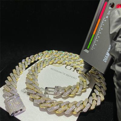 China Jewelry Baguette Moissanite Hip Hop Chains Luxury Cuban Moissanite Cuban Chain for sale