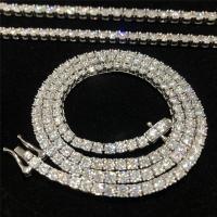 China Hip Hop Moissanite Tennis Necklace 925 Sterling Silve VVS Diamond Tennis Necklace for sale