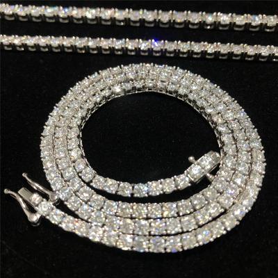 China Hip Hop Moissanite Tennis Necklace 925 Sterling Silve VVS Diamond Tennis Necklace for sale