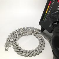 China 2Raw Moissanite Cuban Chain Bracelet 24inch 14mm Cuban Link For Birthday Party for sale