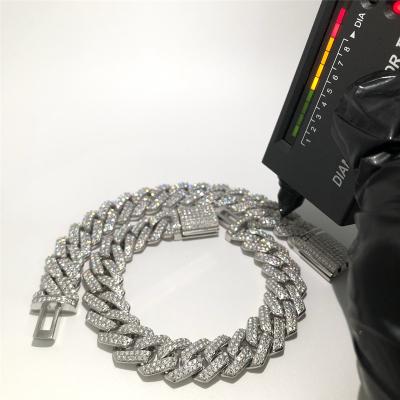 China 2Raw Moissanite Cuban Chain Bracelet 24inch 14mm Cuban Link For Birthday Party for sale