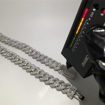 China 2 Row Moissanite Cuban Link Luxury Men Cuban Link 14mm Gold Plated for sale