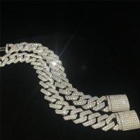 China 2Raw Moissanite Cuban Chain Bracelet 24inch 14mm Cuban Link For Birthday Party for sale