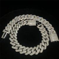 China 2Raw Moissanite Cuban Chain Bracelet 24inch 14mm Cuban Link For Birthday Party for sale