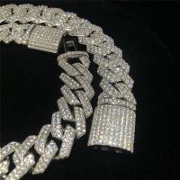 China 2Raw Moissanite Cuban Chain Bracelet 24inch 14mm Cuban Link For Birthday Party for sale