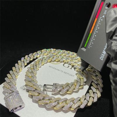 China Bling Collana Moissanite Iced Out Chain 18k Cuban Link Chain Necklace For Men for sale