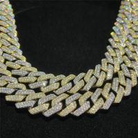 China Iced Out Miami Cuban Link Chain OEM 18k Gold Cuban Link Chain 925 Sterling Silver for sale