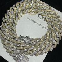 China Iced Out Miami Cuban Link Chain OEM 18k Gold Cuban Link Chain 925 Sterling Silver for sale