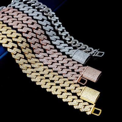 China 14mm Moissanite Diamond Cuban Link Hip Hop Vvs Moissanite Cuban Link Jewelry for sale