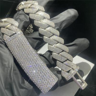 China Jewelry Moissanite Hip Hop Cuban Chain 925 Sterling Silver Vvs Diamond Silver 20mm Mens for sale