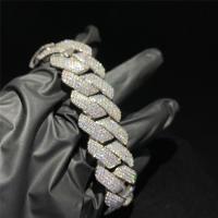 China 18mm Vvs Moissanite Hip Hop Cuban Chain Bracelet Claw Setting 925 Sterling Silver for sale