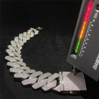 China 18mm Vvs Moissanite Hip Hop Cuban Chain Bracelet Claw Setting 925 Sterling Silver for sale