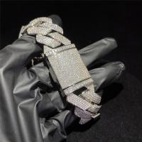 China 18mm Vvs Moissanite Hip Hop Cuban Chain Bracelet Claw Setting 925 Sterling Silver for sale
